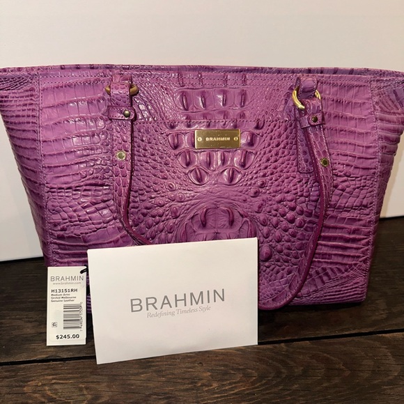 Brahmin | Bags | Brahmin Large Orchid Melbourne Leather Purple Tote ...